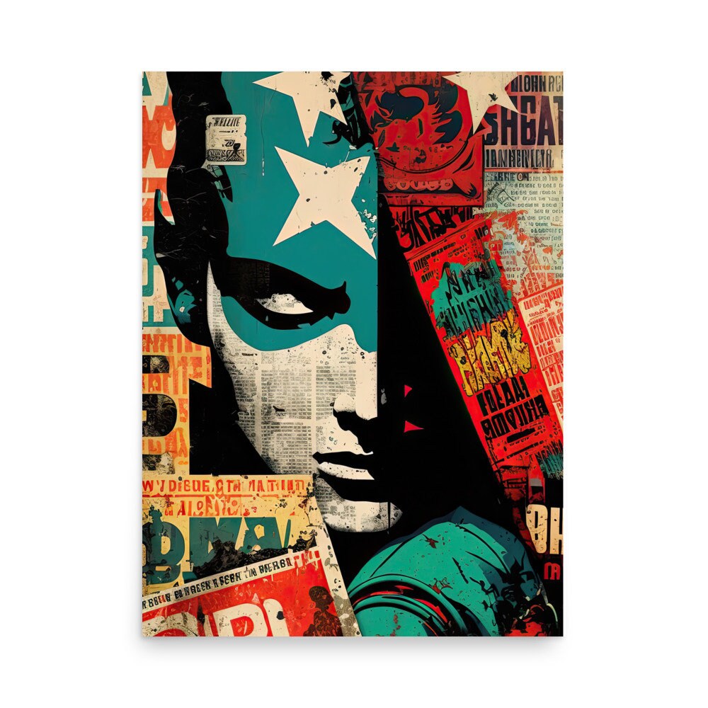 Superhero Collage Art Print – Comic Book Wall Art – Retro Comic Art ...