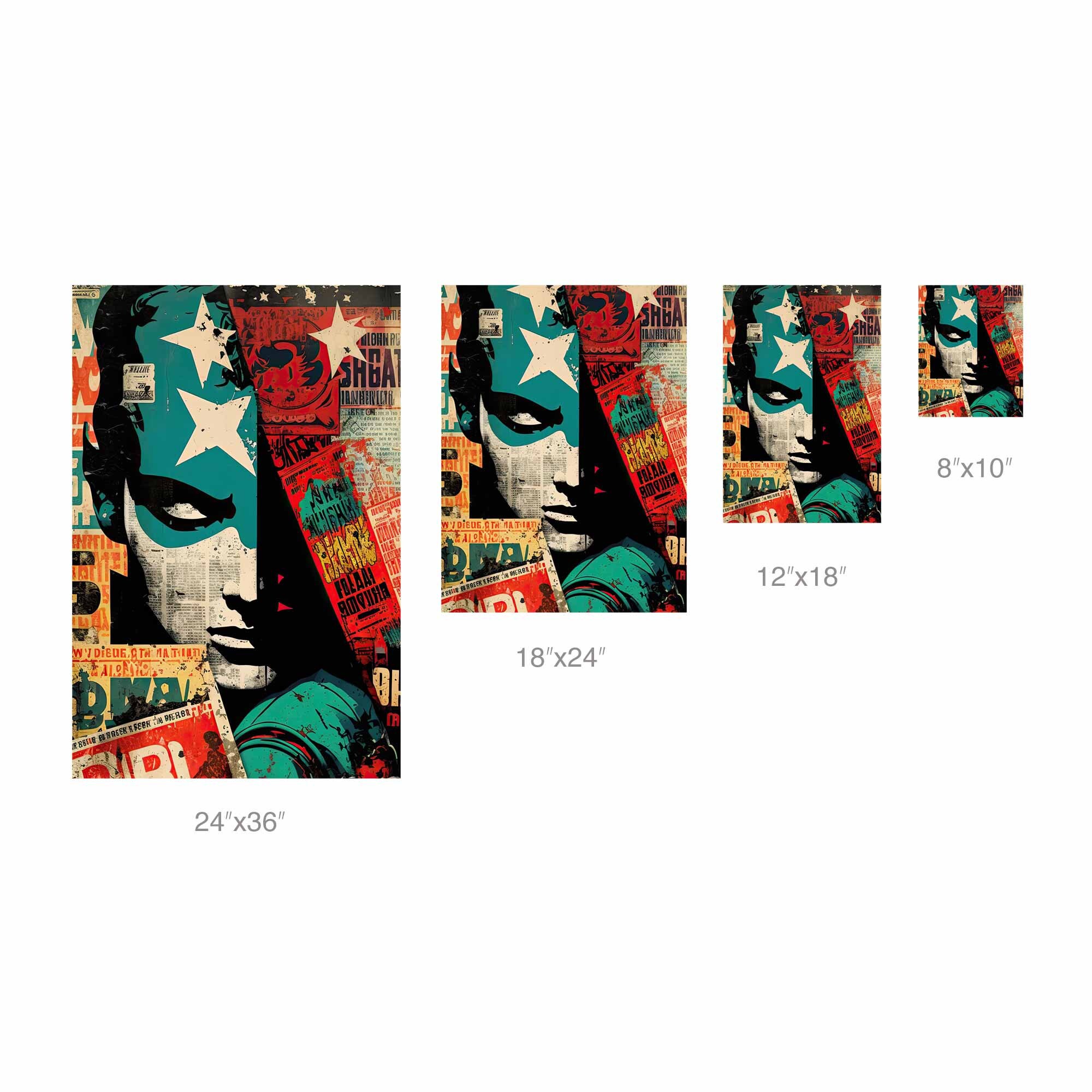 Superhero Collage Art Print – Comic Book Wall Art – Retro Comic Art ...