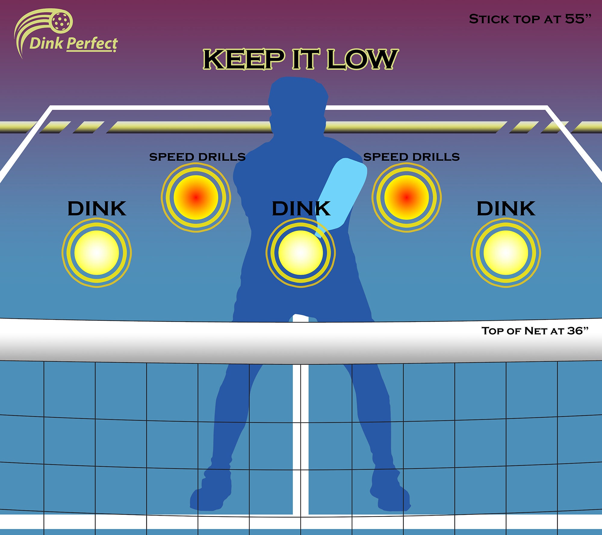 Premium Indoor Pickleball Dinking Drills Sticker. Large 36x32 Perfect ...