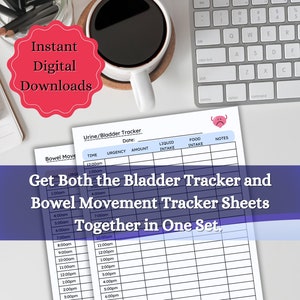 Urine Bladder and Bowel Movement Trackers Tracker Sheets Two in One ...