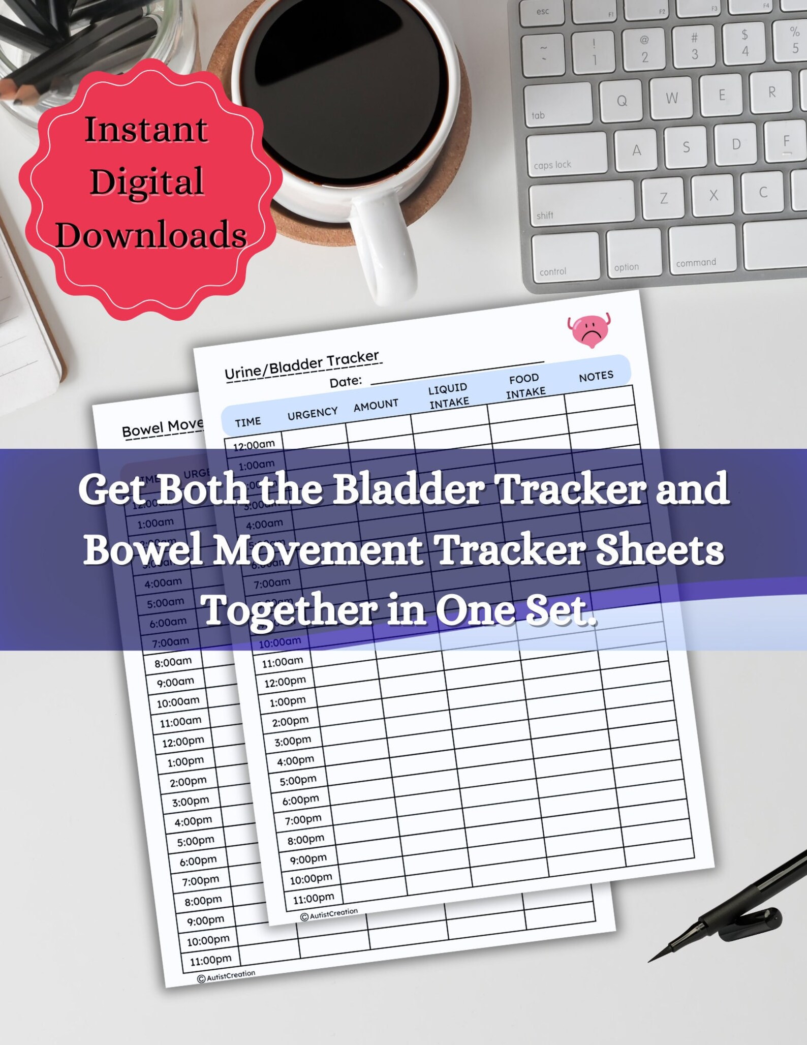 Urine Bladder and Bowel Movement Trackers Tracker Sheets Two in One ...