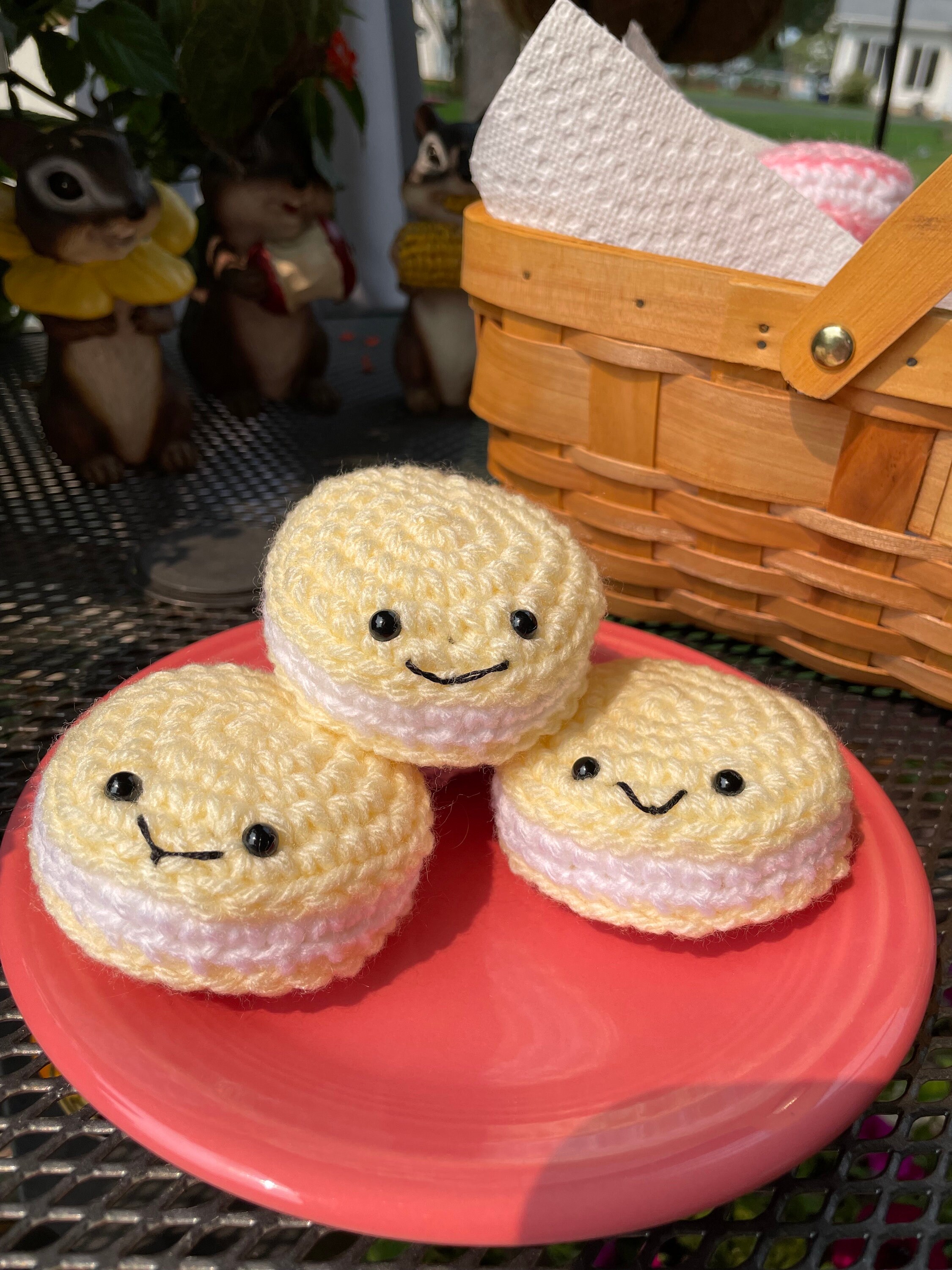 Macaron Cookie set of 3 Amigurumi Bakery Crochet Macaron Crochet ...