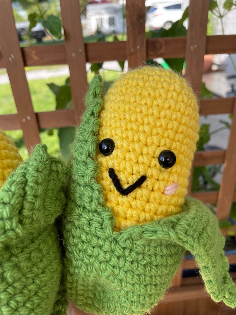 Crochet Corn Plushie: Amigurumi Veggie Toy With Removable Husk - Etsy