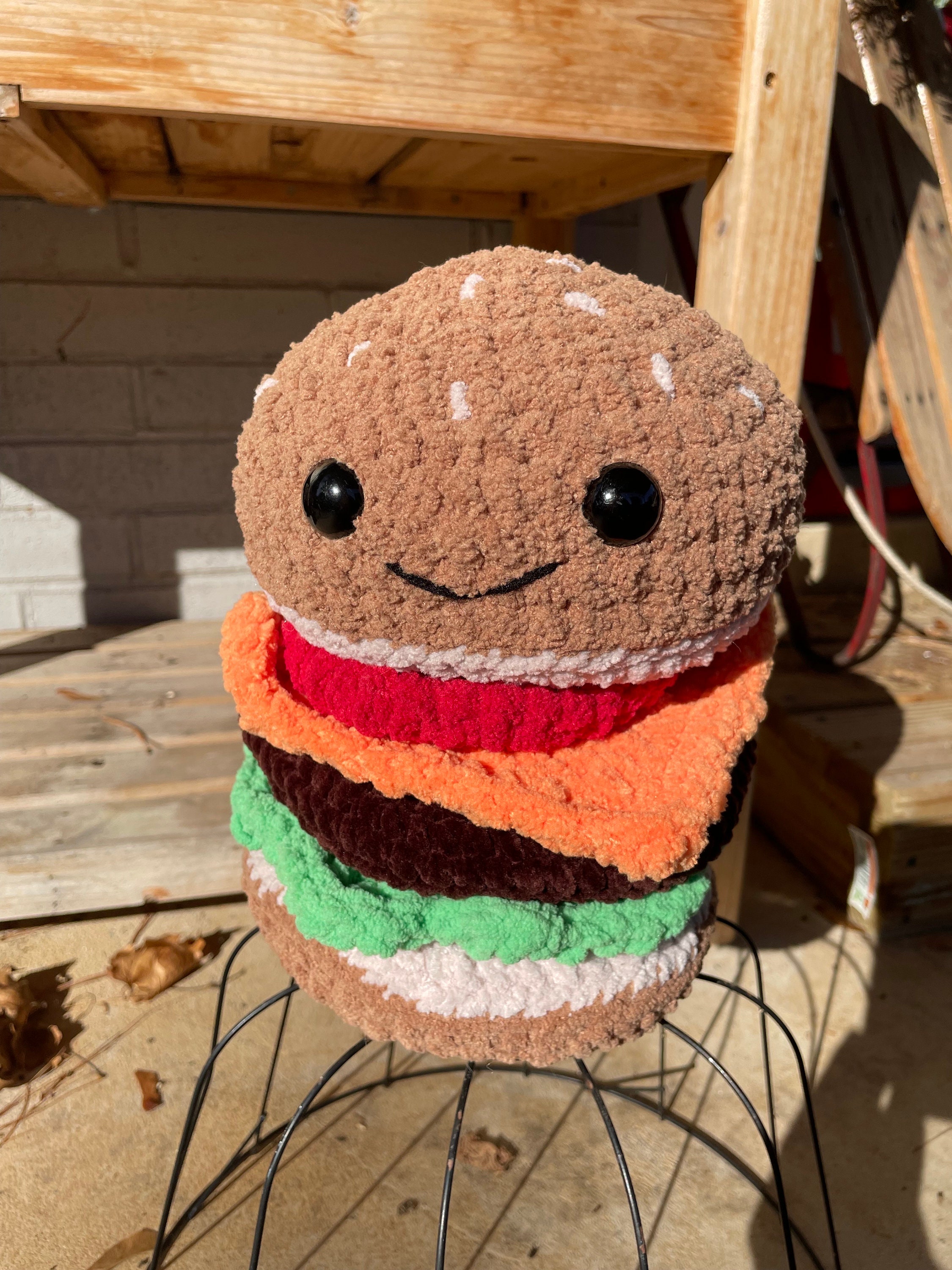 Crochet Cheeseburger Plushie – Handmade Burger Amigurumi, Play Food - Etsy