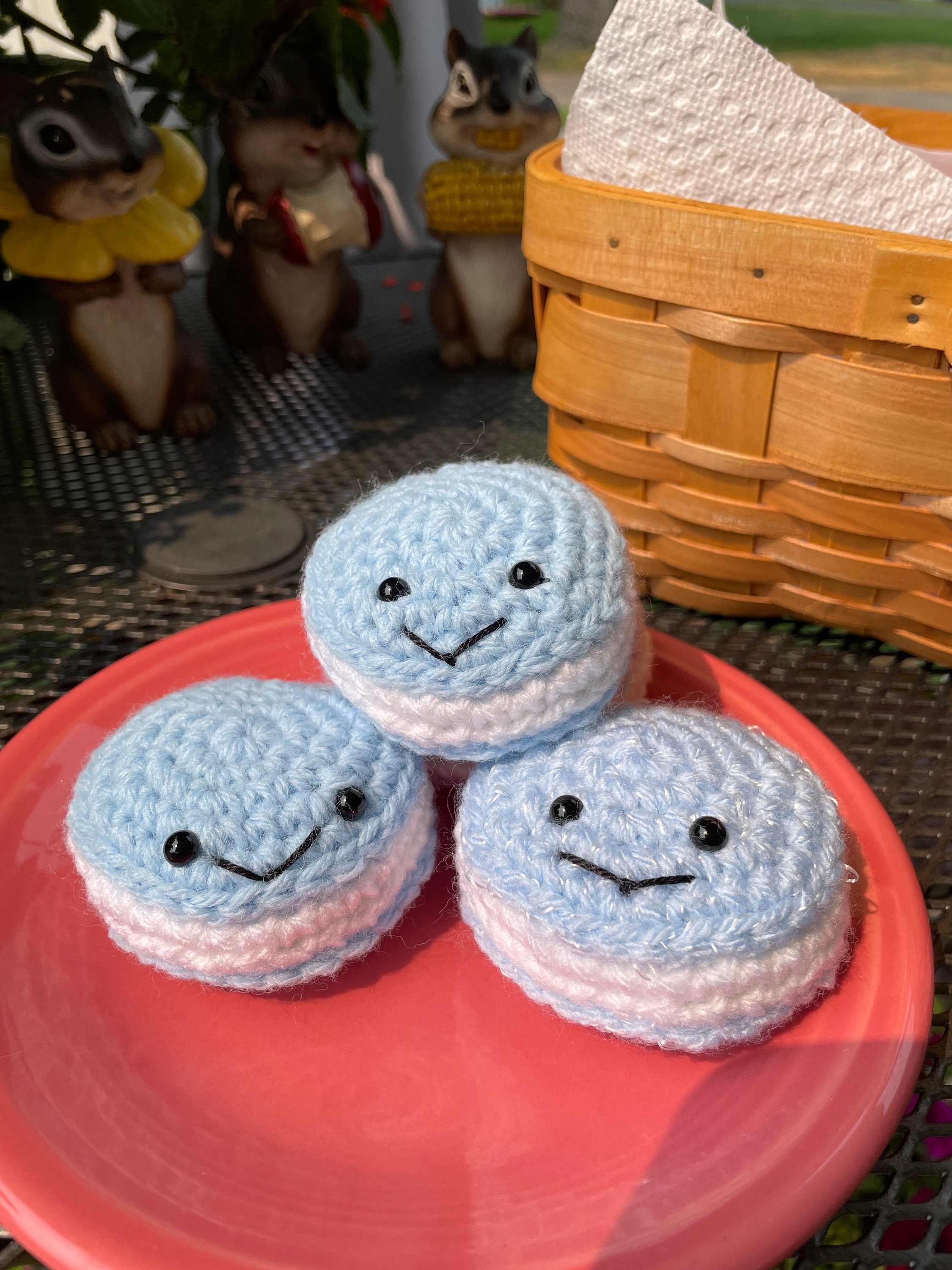 Macaron Cookie set of 3 Amigurumi Bakery Crochet Macaron Crochet ...