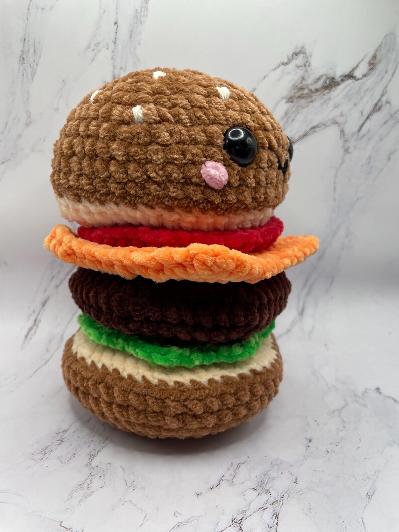 Cheeseburger Amigurumi Plushie - Crochet Burger - Super Soft - Etsy