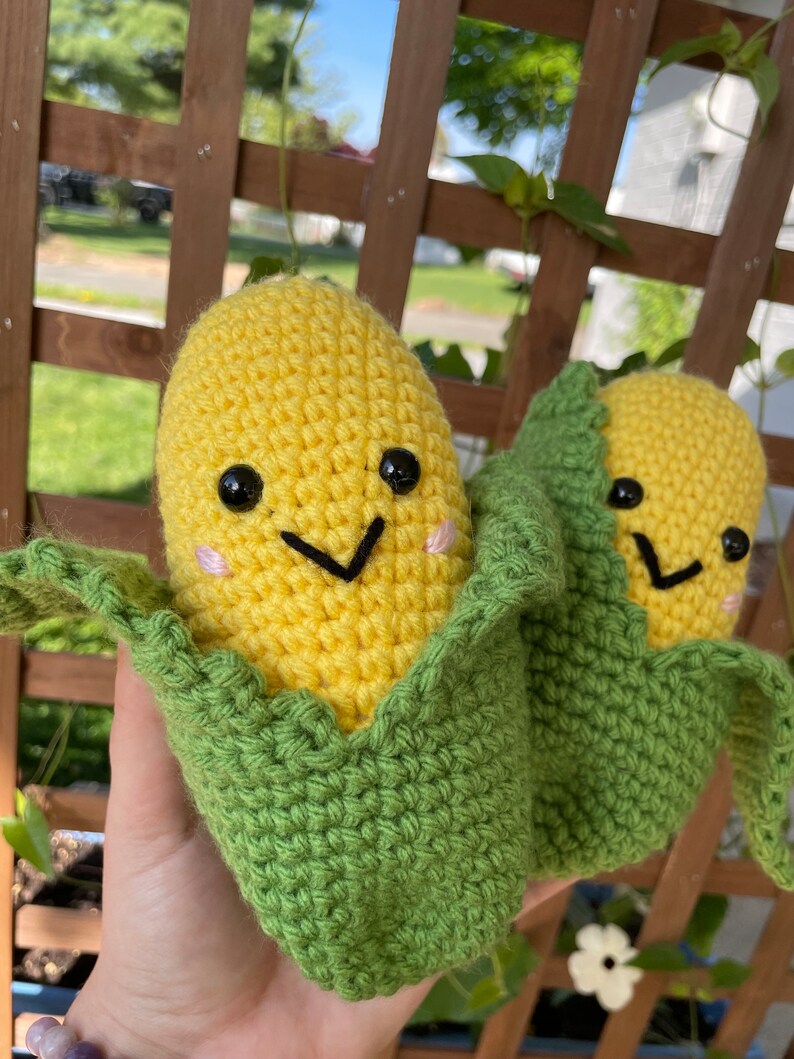 Crochet Corn Plushie: Amigurumi Veggie Toy With Removable Husk - Etsy