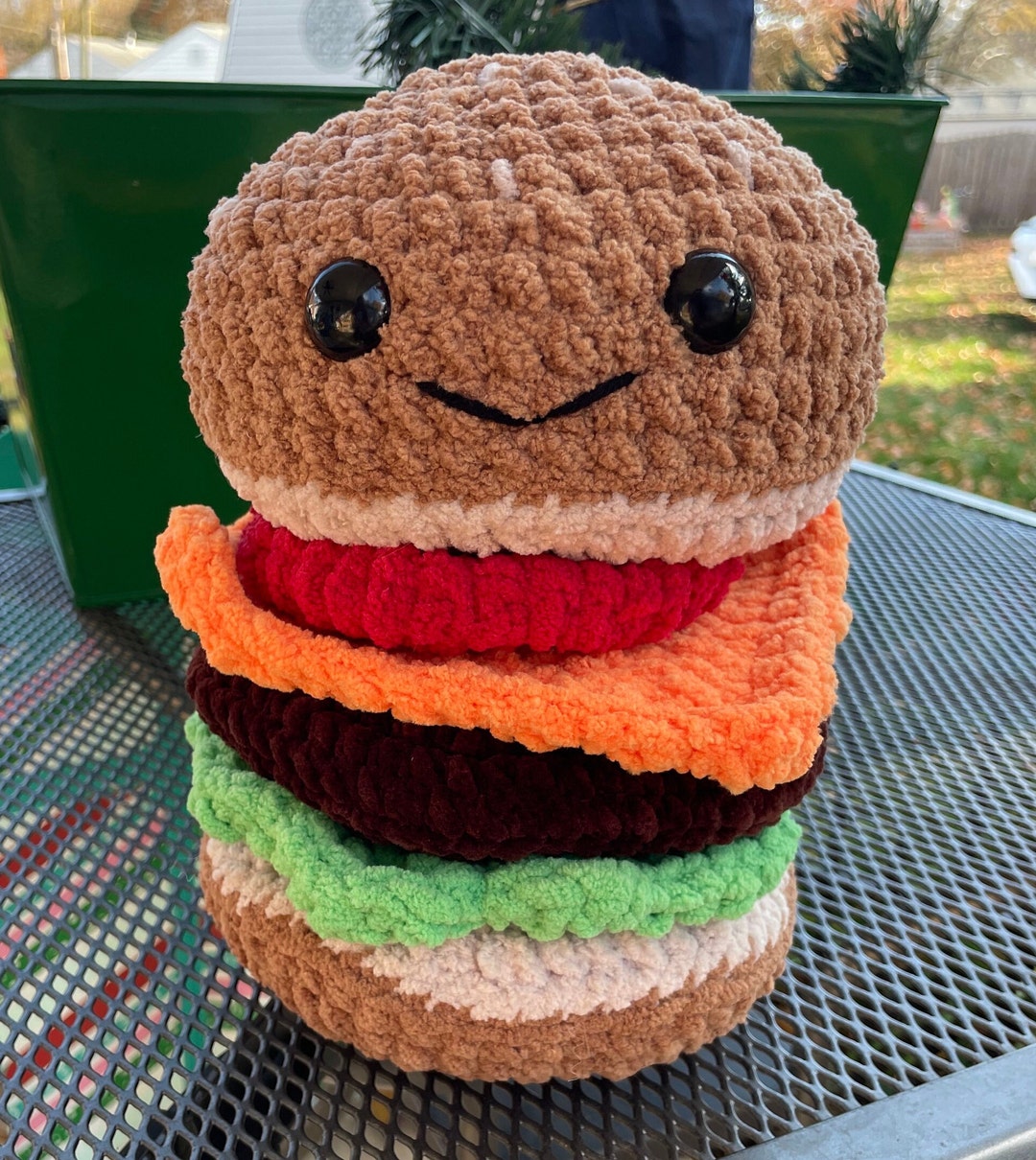 Crochet Cheeseburger Plushie – Handmade Burger Amigurumi, Play Food - Etsy