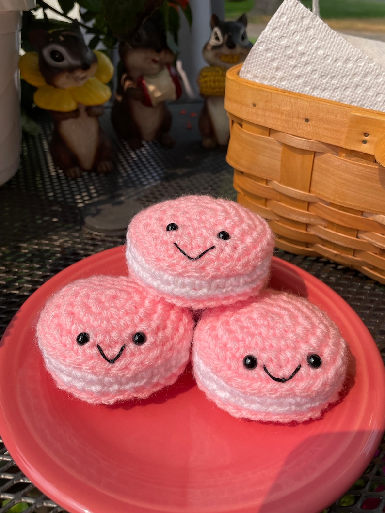 Macaron Cookie set of 3 Amigurumi Bakery Crochet Macaron Crochet ...