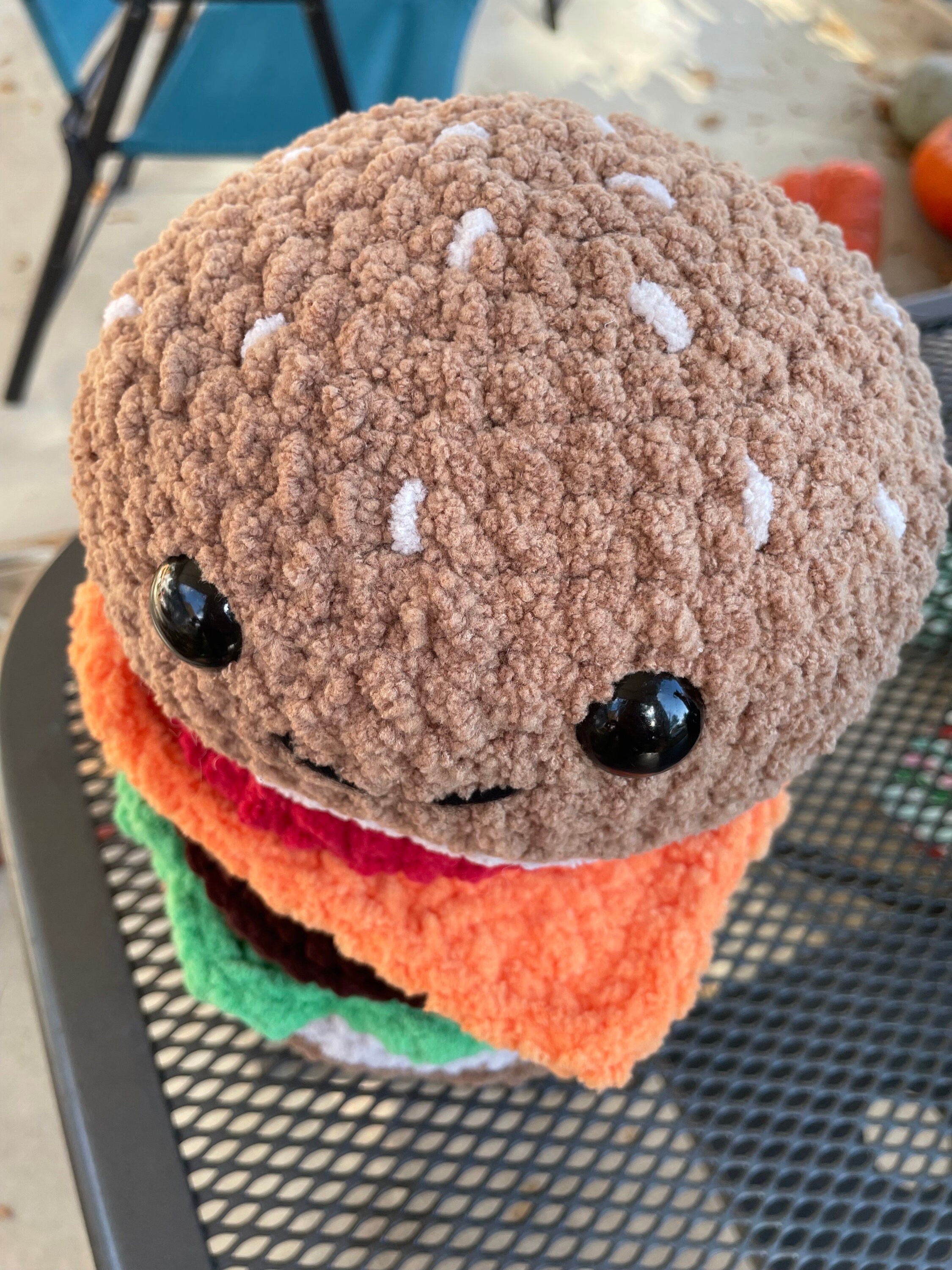 Crochet Cheeseburger Plushie – Handmade Burger Amigurumi, Play Food - Etsy