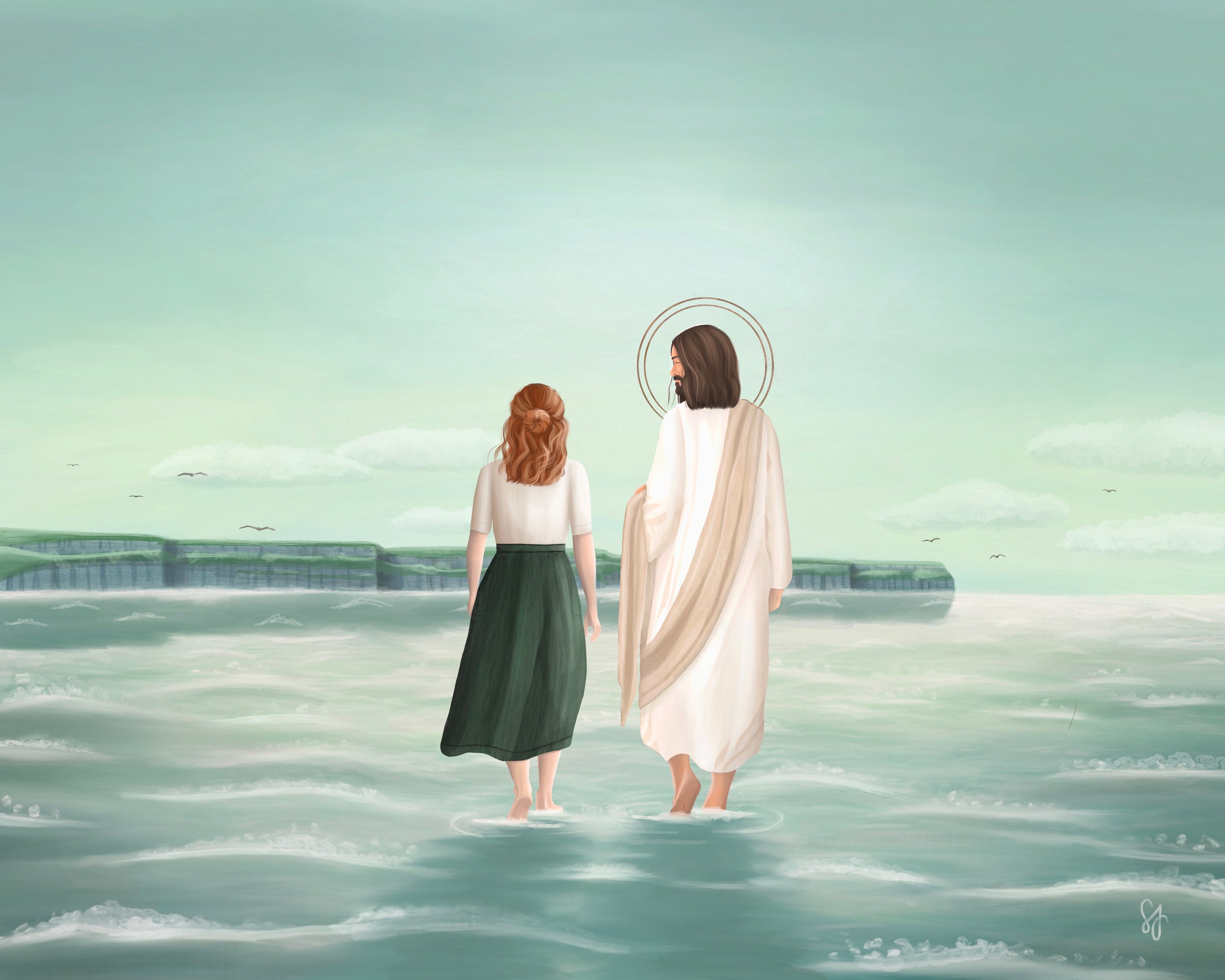 The Faith Walk -- Blue/green Variation // Jesus Christ Illustration ...