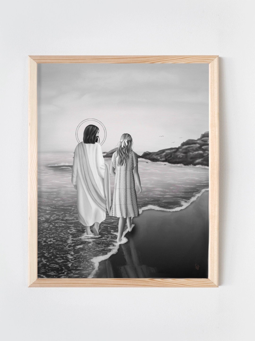 He Will Walk With Me || Christ Walking With Girl | Christian Artwork ...