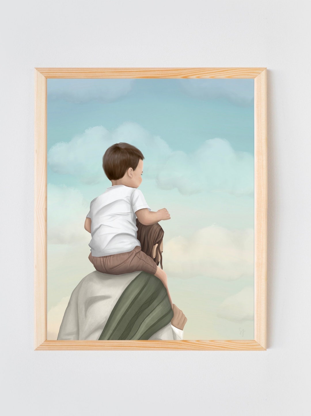 On His Shoulders — Brown Hair | Jesus Painting | Nursery Wall Art ...
