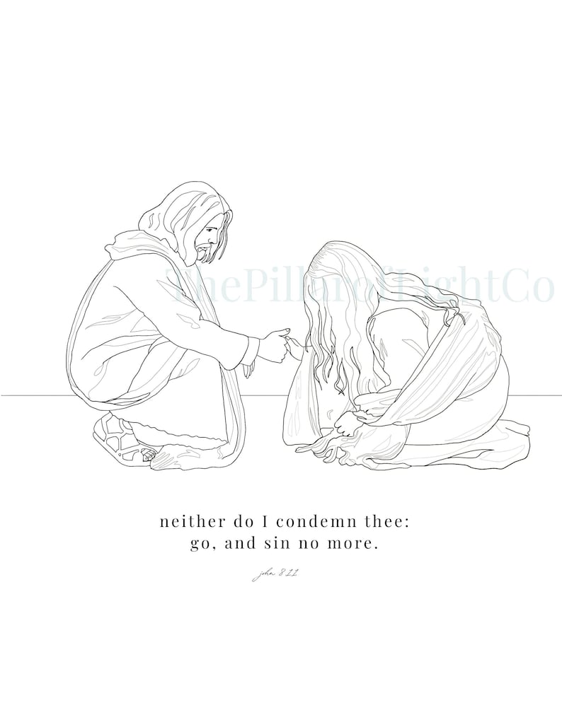 Go and Sin No More | New Testament Coloring Page | Come Follow Me - Etsy