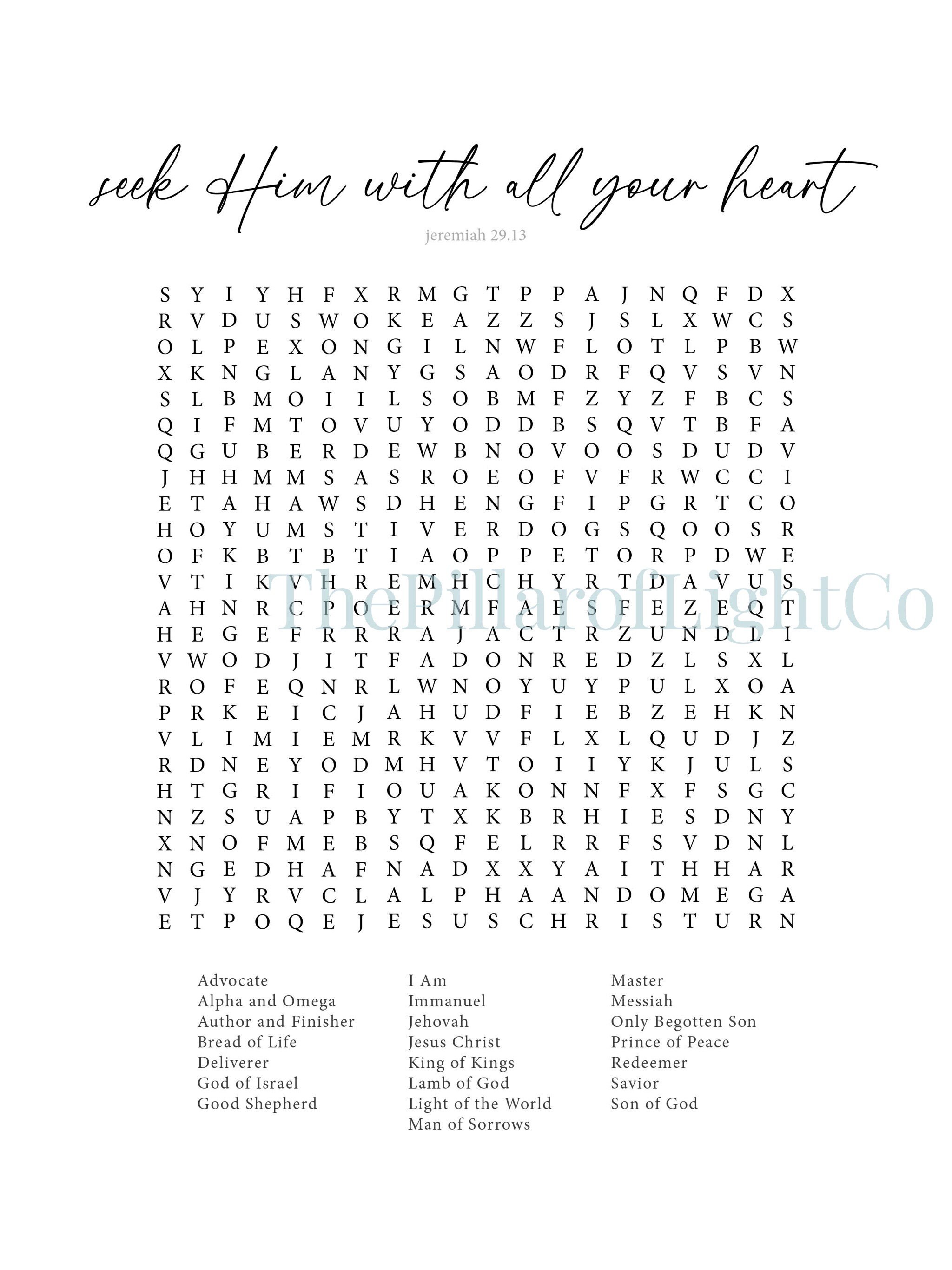 All Your Heart Wall Art | Christian Wall Art | Names of Christ Word ...