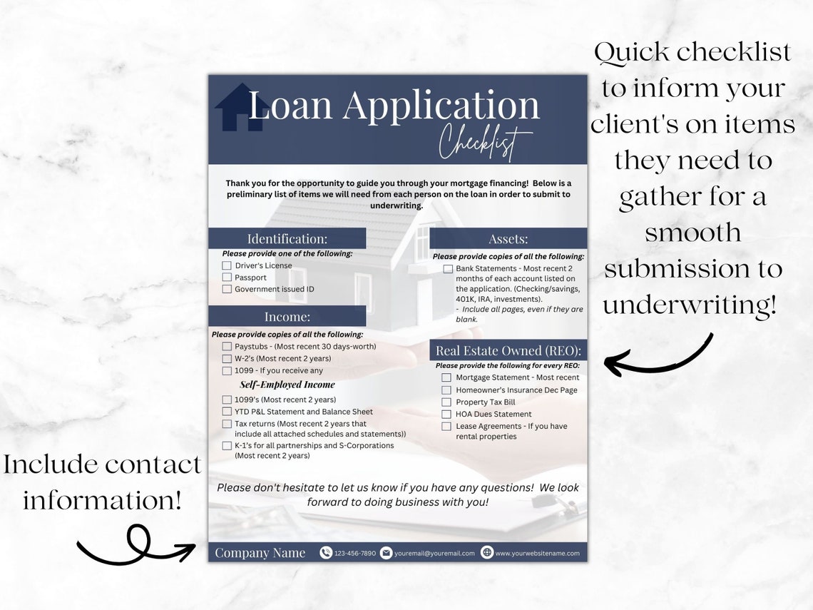 Loan Application Checklist | Loan Officer Checklist | Loan Processor ...