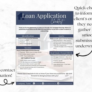 Loan Application Checklist Loan Officer Checklist Loan Processor ...