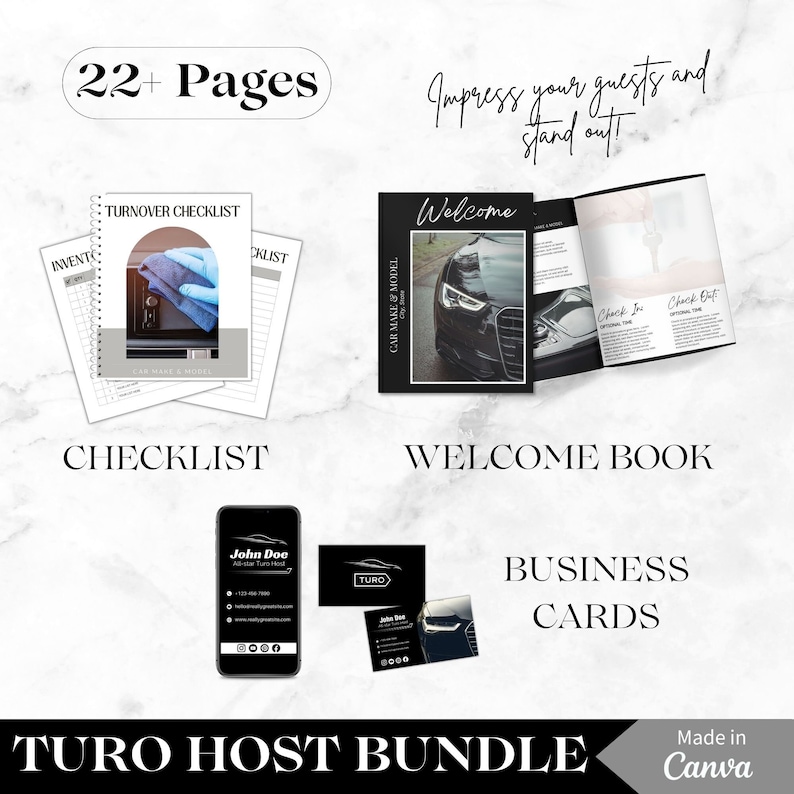 Turo Welcome Book | Turo Checklist | Turo Business Cards | Turo Host ...