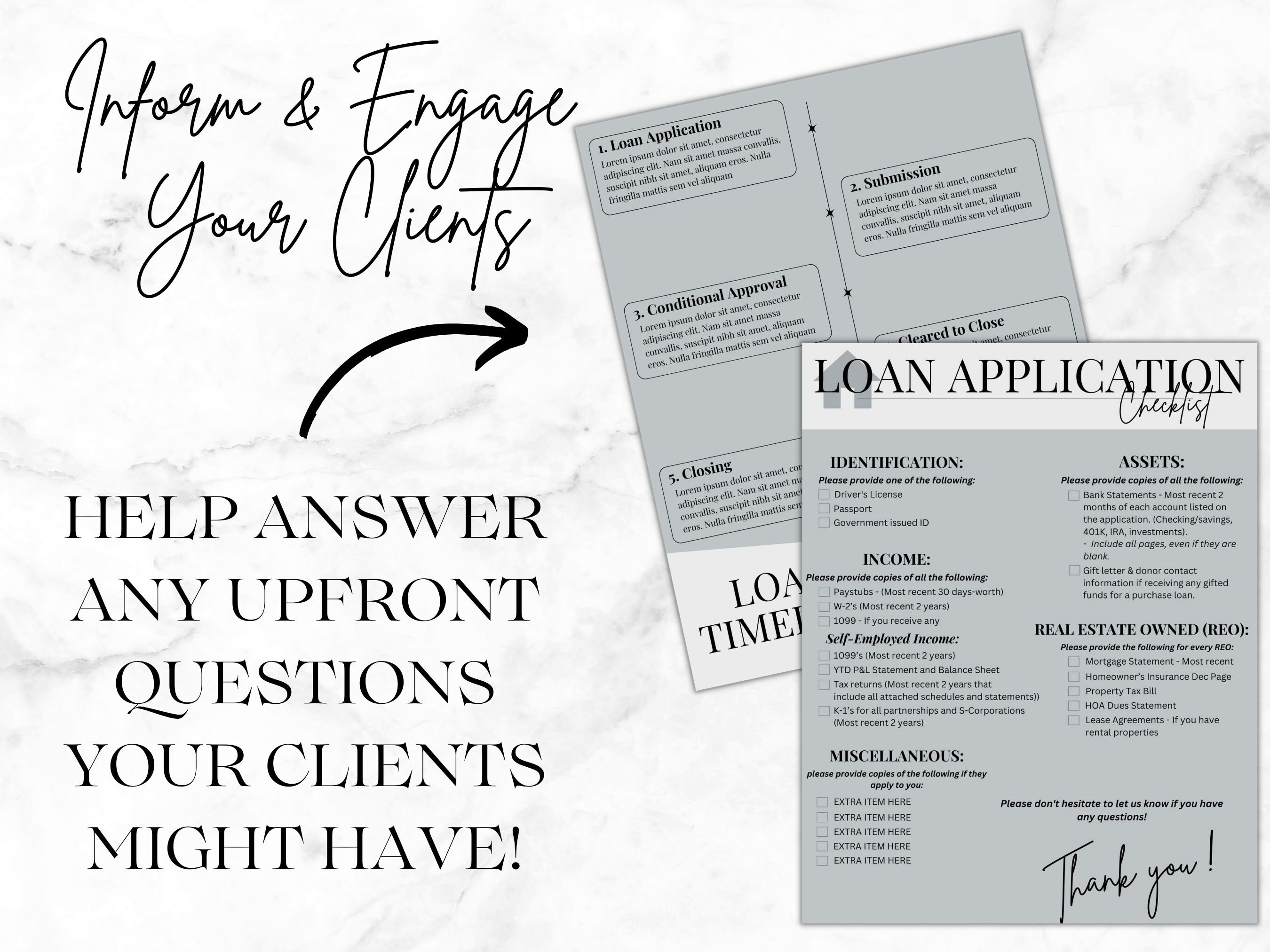 Loan Officer Client Welcome Packet | Loan Application Checklist | Loan ...