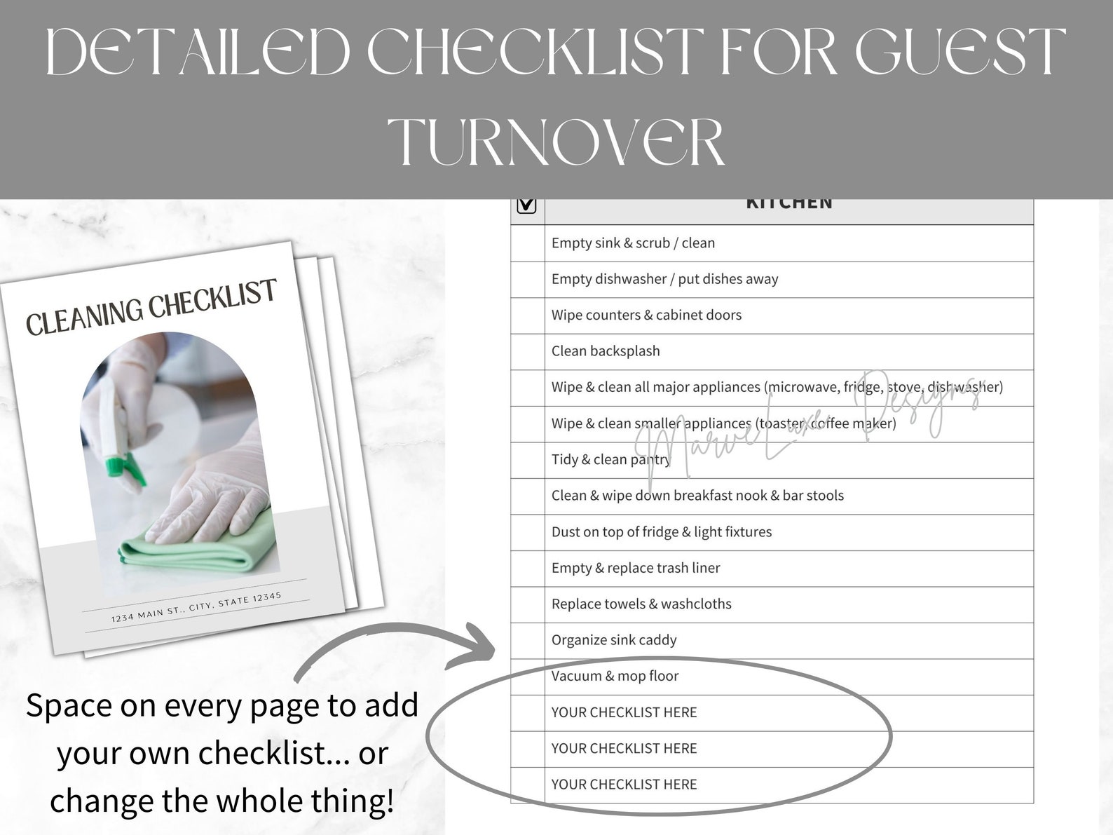 Airbnb Checklist Template Cleaning Checklist Airbnb Canva - Etsy