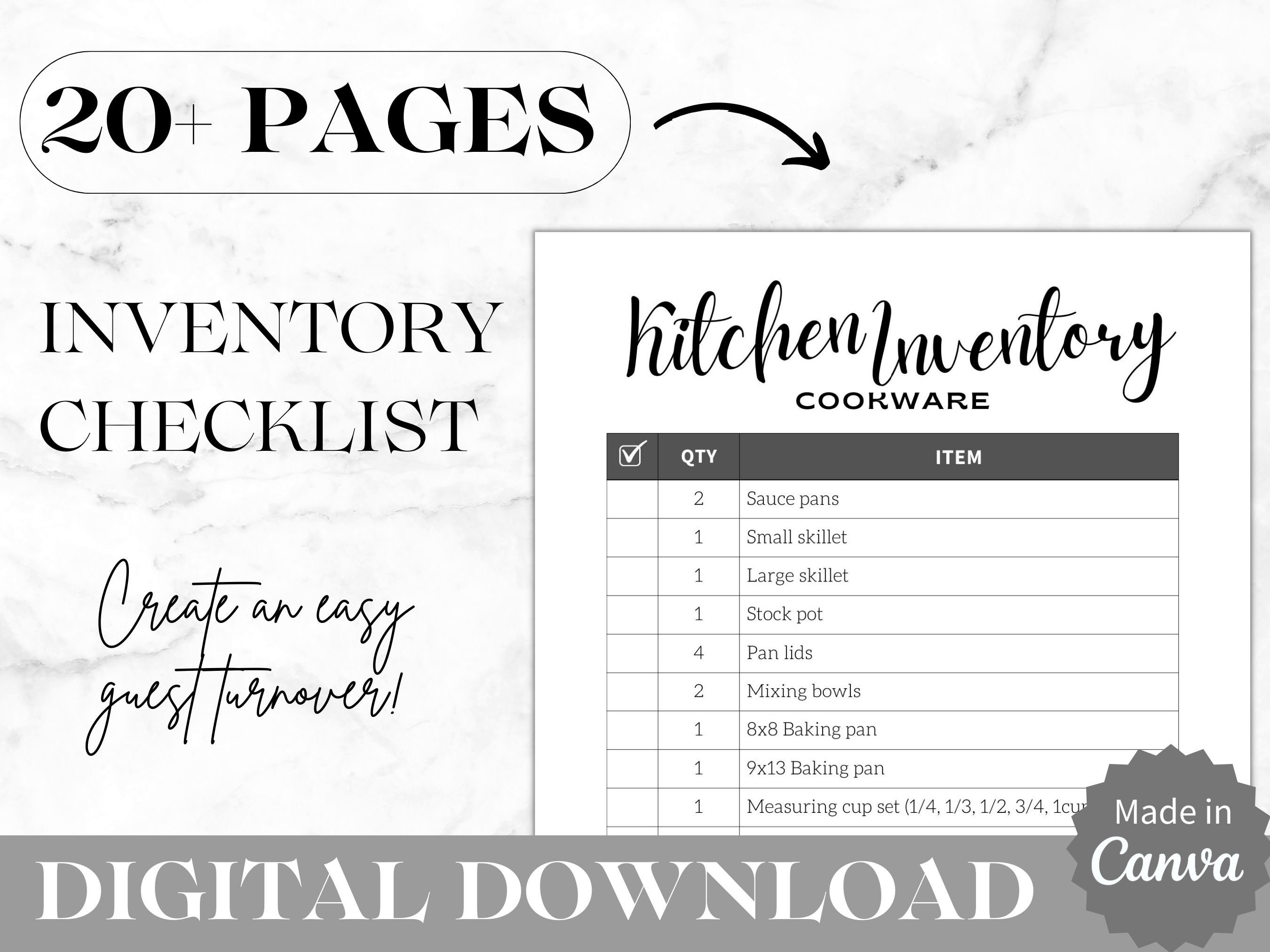Airbnb Inventory Checklist | Editable Checklist Template | Canva ...