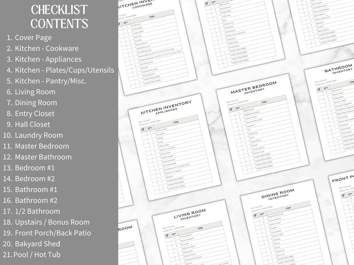 Airbnb Inventory Checklist | Editable Checklist Template | Airbnb ...