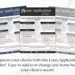 Loan Application Checklist Loan Officer Checklist Loan Processor ...