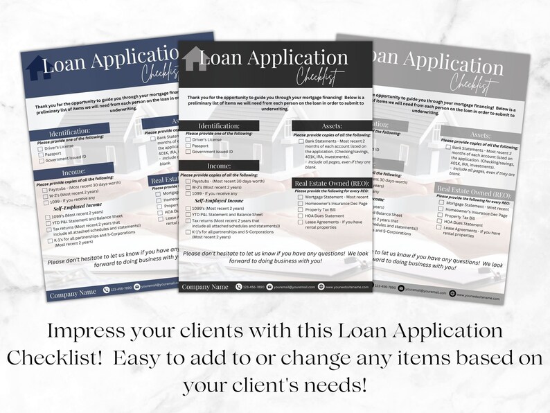 Loan Application Checklist Loan Officer Checklist Loan Processor ...