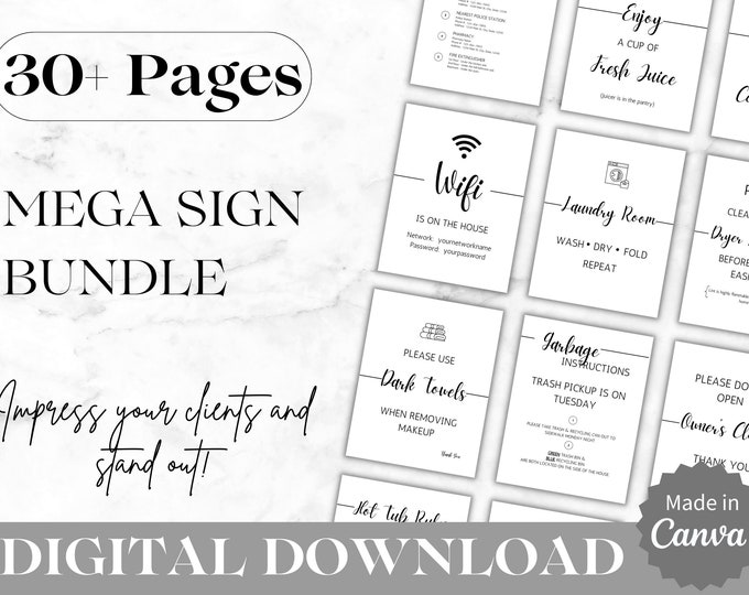Airbnb Signs Set of 3, Airbnb Signage, Airbnb Sign Templates, Wifi ...