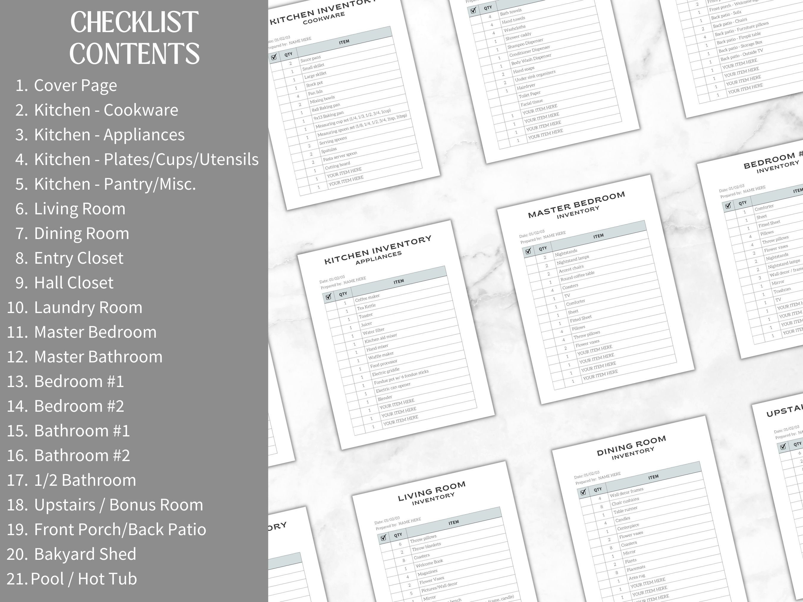 Airbnb Inventory Checklist Editable Checklist Template Airbnb ...