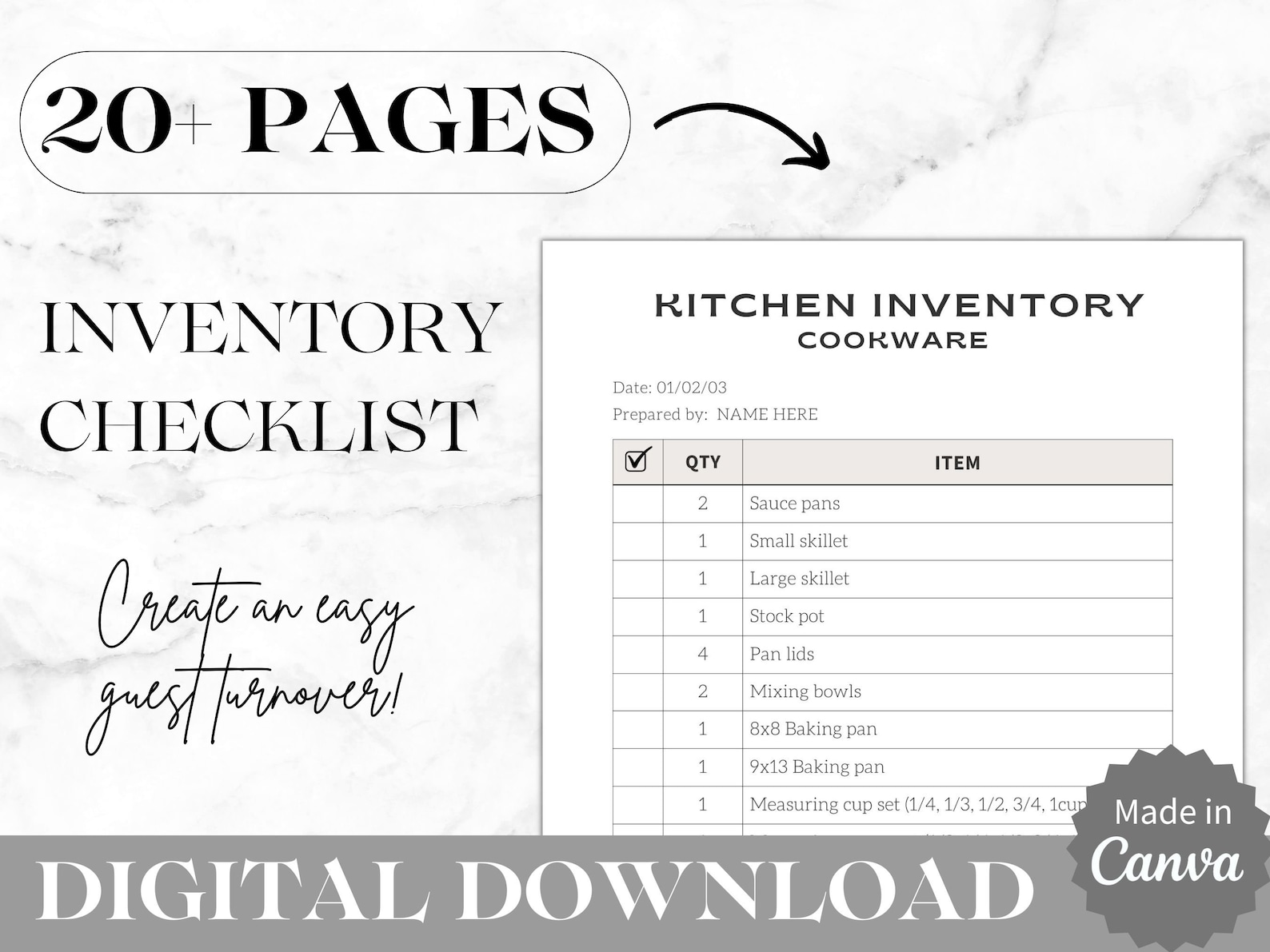 Airbnb Inventory Checklist | Editable Checklist Template | Airbnb ...