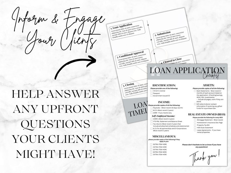 Loan Officer Client Welcome Packet | Loan Application Checklist | Loan ...