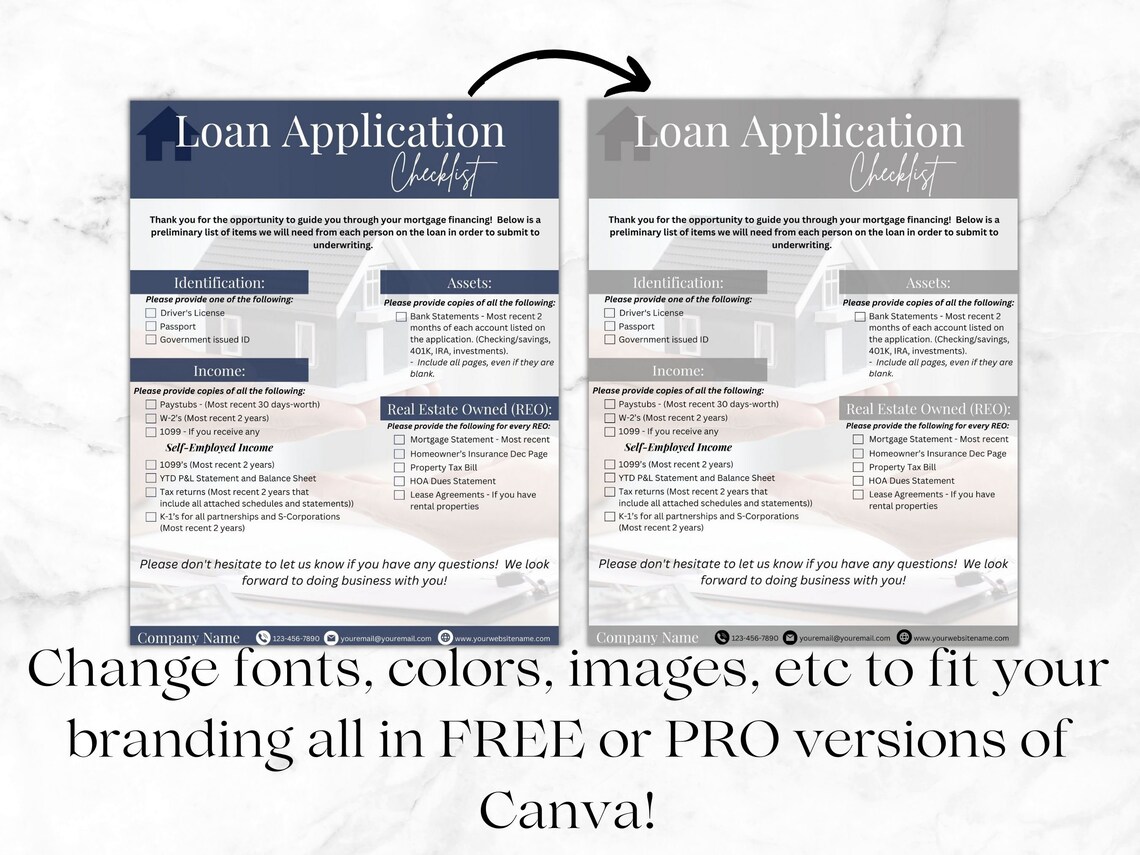 Loan Application Checklist Loan Officer Checklist Loan Processor ...