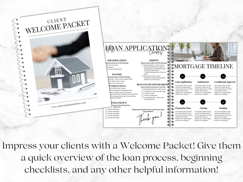 Loan Officer Client Welcome Packet | Loan Application Checklist | Loan ...