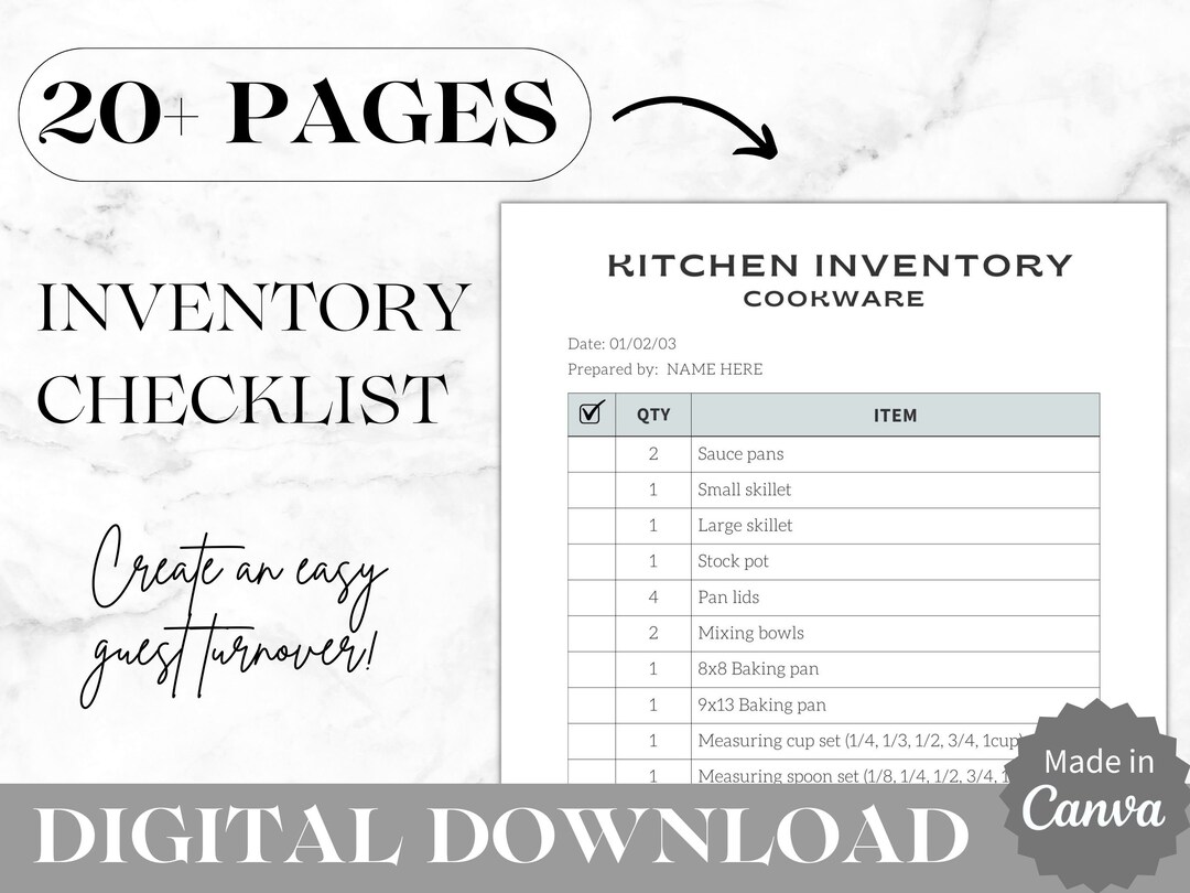 Airbnb Inventory Checklist Editable Checklist Template Airbnb ...