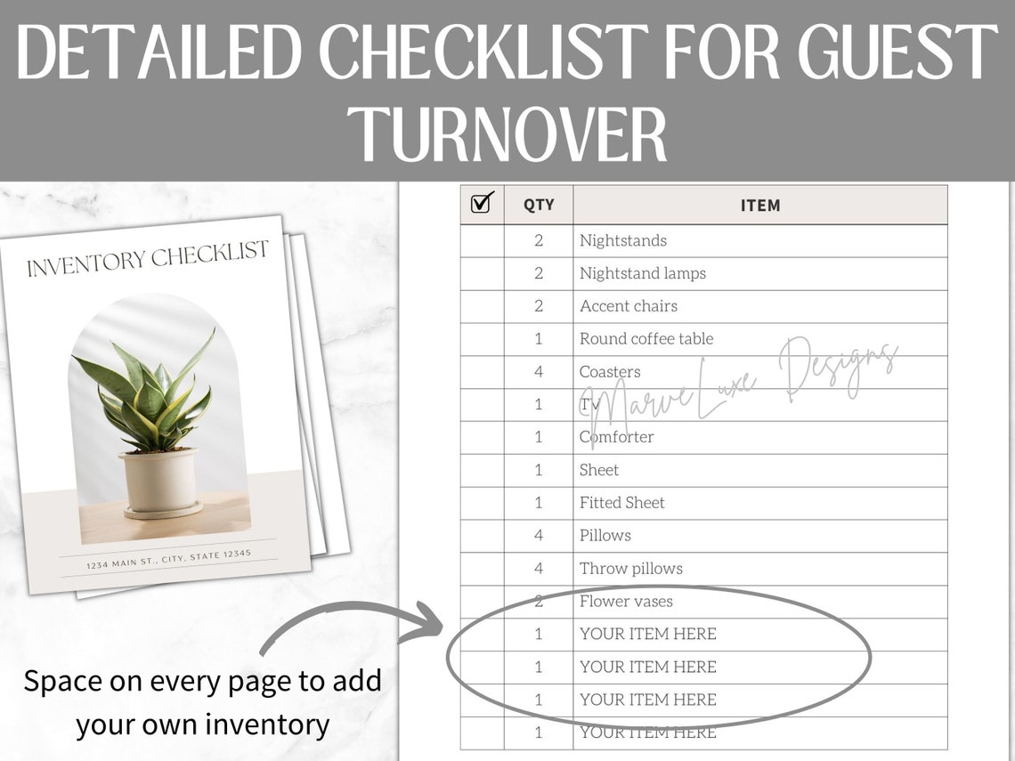 Airbnb Inventory Checklist | Editable Checklist Template | Airbnb ...