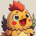 Cute Happy Chicken Printable Cartoon Style Digital Art, Watercolor Wall ...