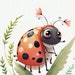 Cute Ladybug Printable Cartoon Style Digital Art, Watercolor Wall Art ...