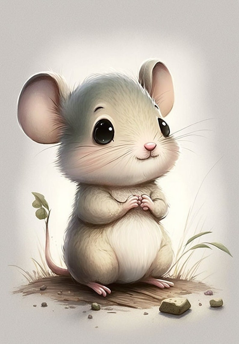 Cute Mouse Cartoon Printable Digital Art, Wall Art, Child Decor Instant Download, Kids Room ...