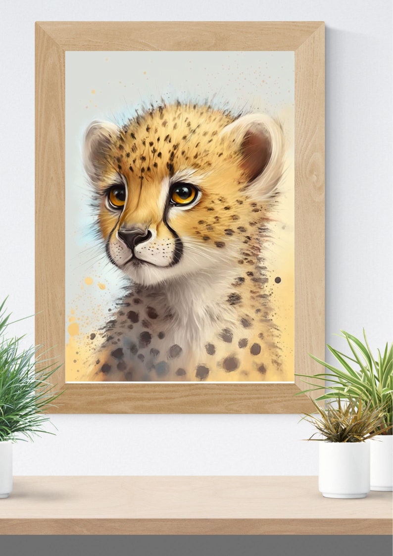 Cute Printable Cheetah Wall Art, Cartoon Style Digital Art, Child Decor ...