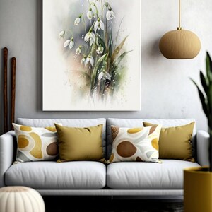 Snowdrop Painting Watercolor Digital Print Wall Decor, Pastel Colors ...