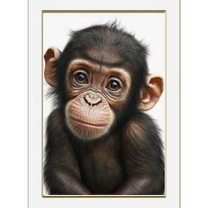 Cute Printable Monkey Wall Art, Baby Monkey Art Cartoon Style Digital ...