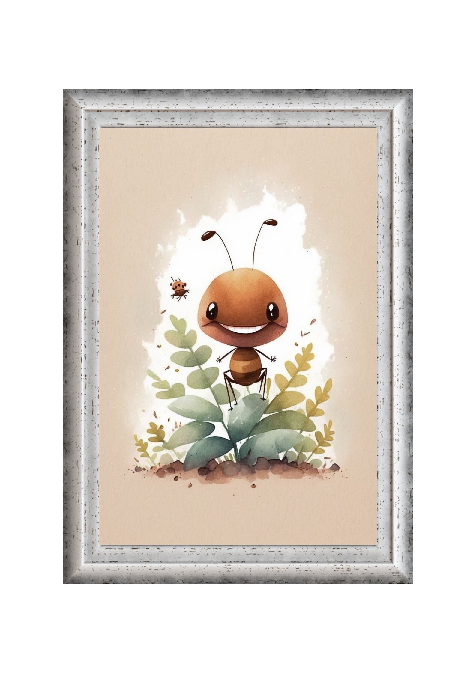 Cute Ant Printable Cartoon Style Digital Art, Watercolor Wall Art ...