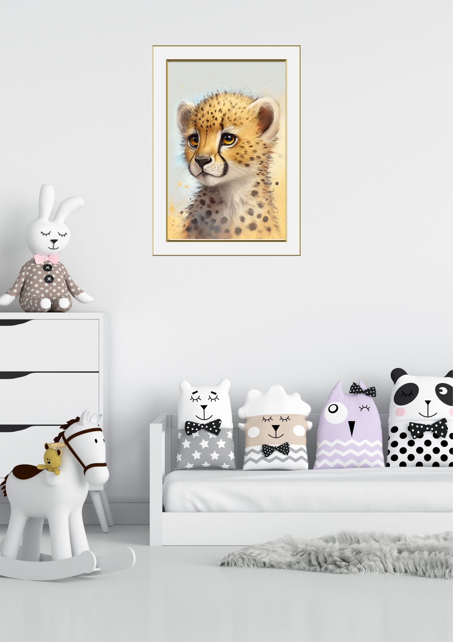 Cute Printable Cheetah Wall Art, Cartoon Style Digital Art, Child Decor ...