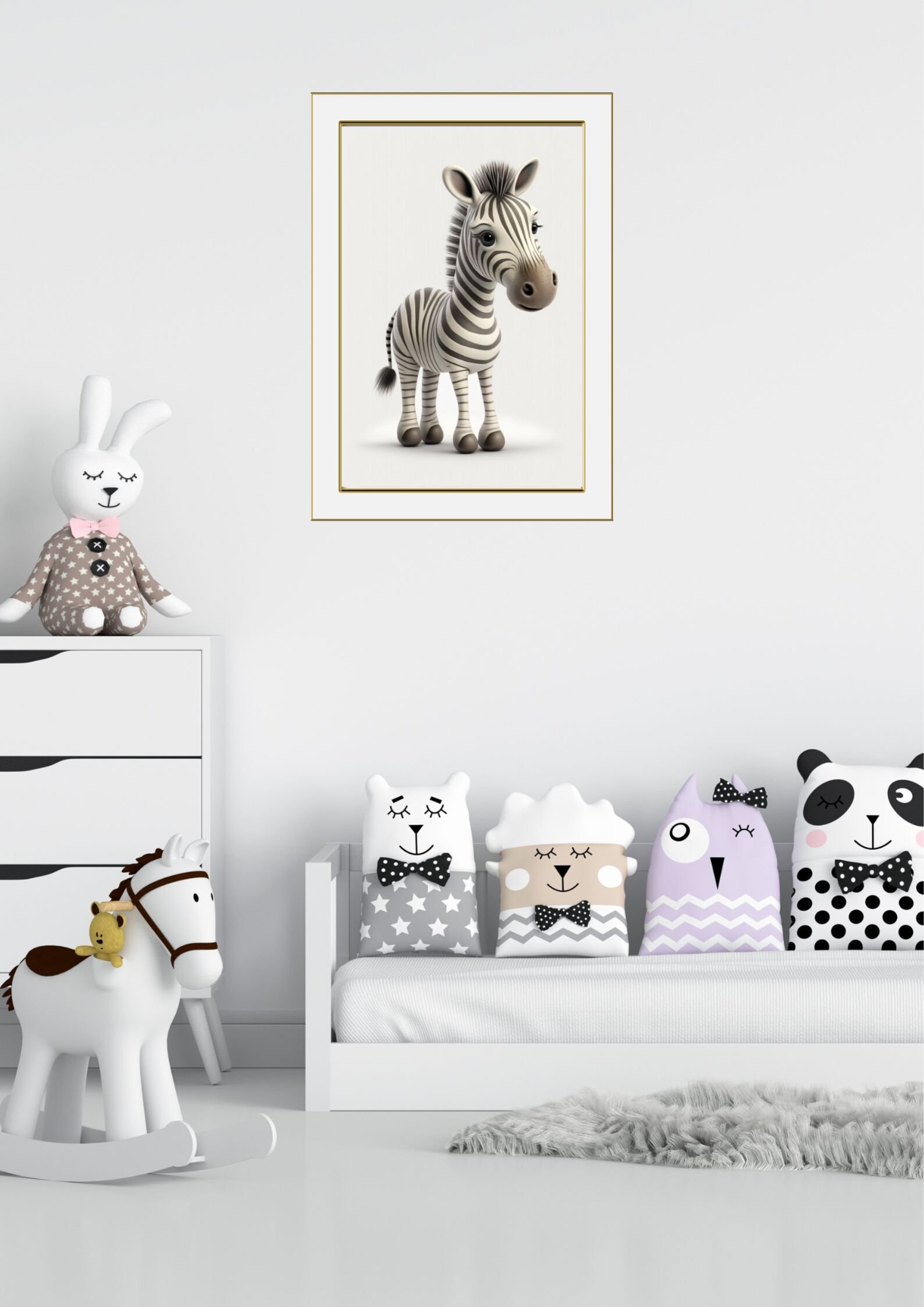 Cute Printable Zebra 3D Cartoon Style Digital Art, Wall Art, Child ...