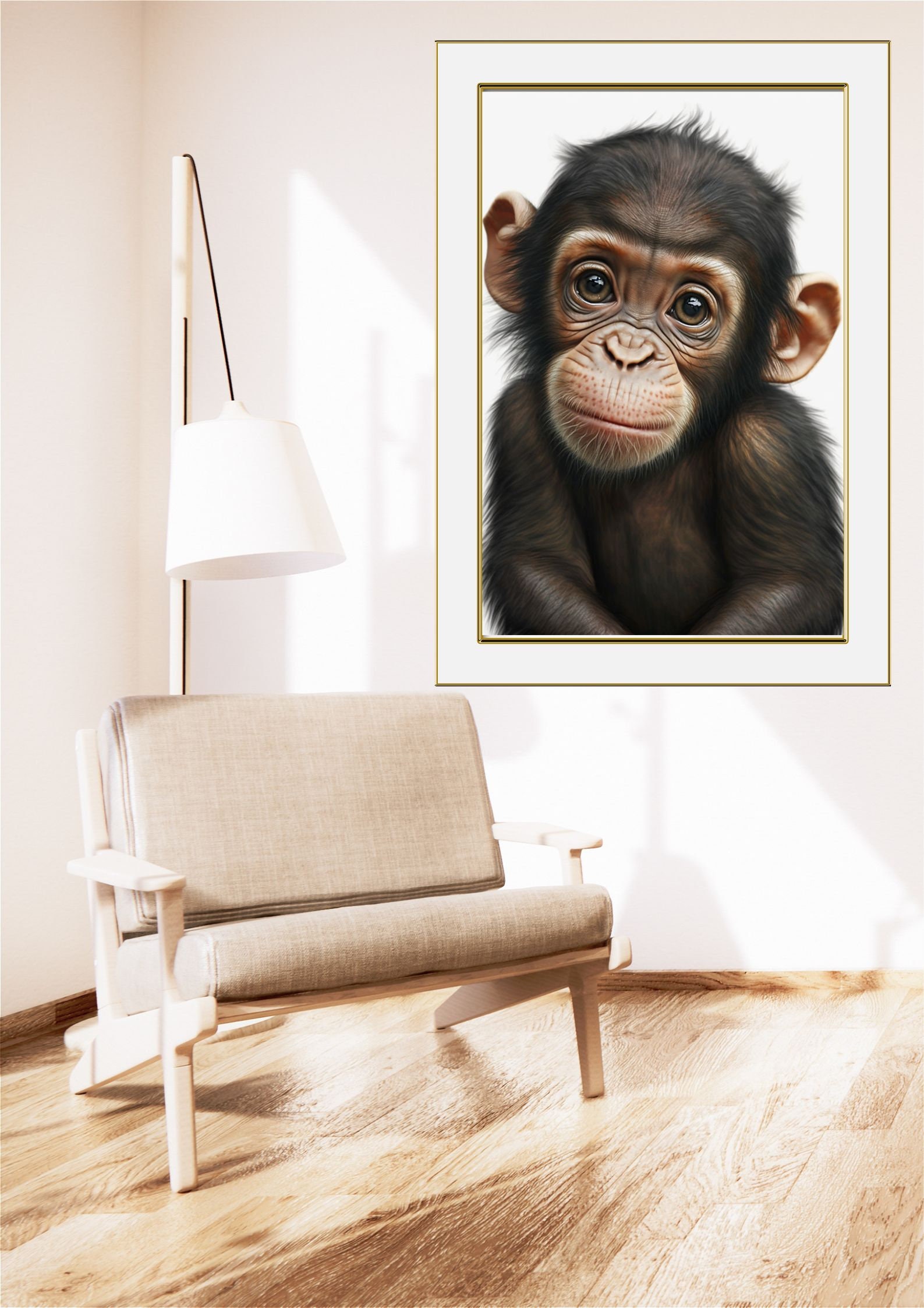Cute Printable Monkey Wall Art, Baby Monkey Art Cartoon Style Digital ...