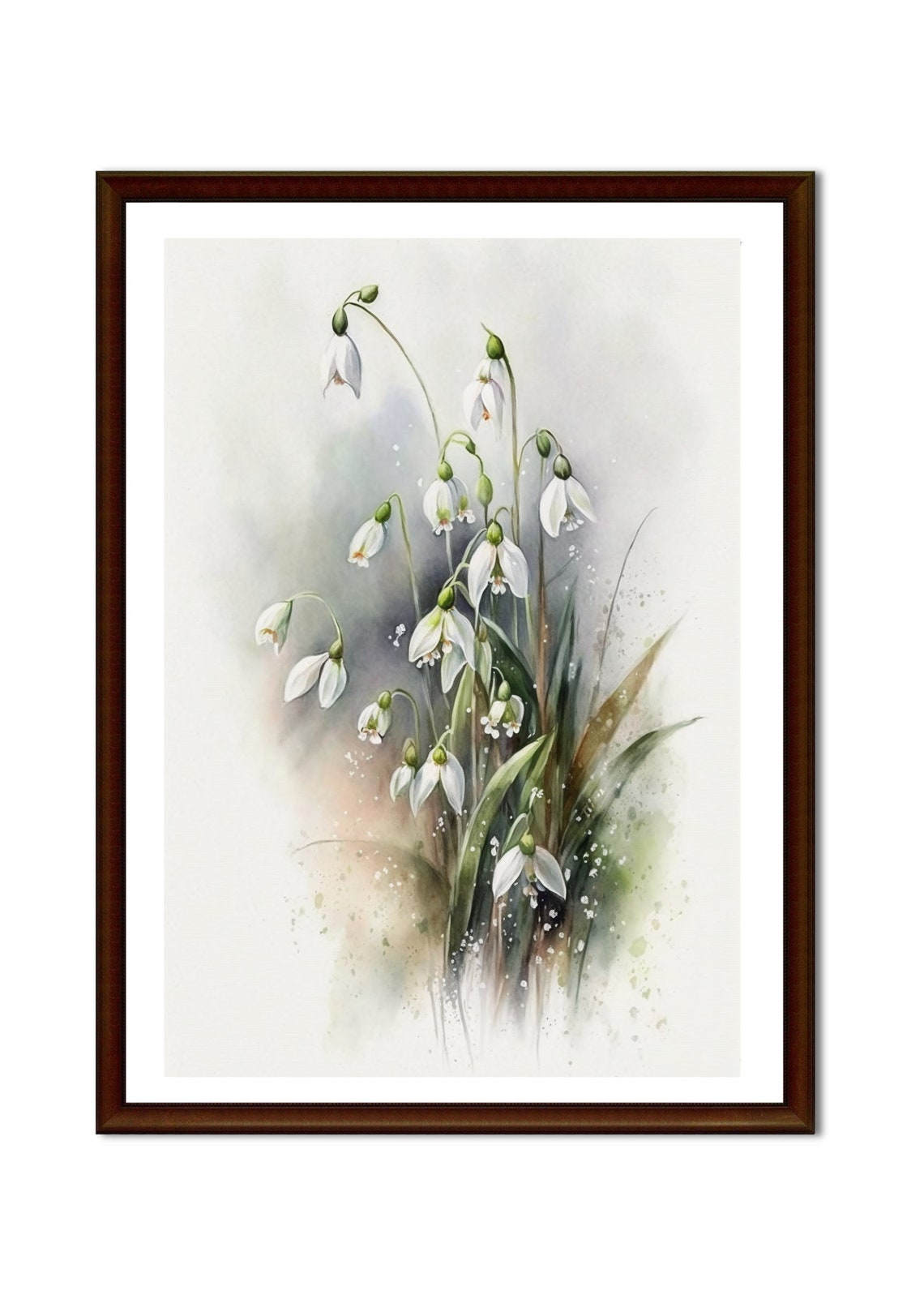 Snowdrop Painting Watercolor Digital Print Wall Decor, Pastel Colors ...
