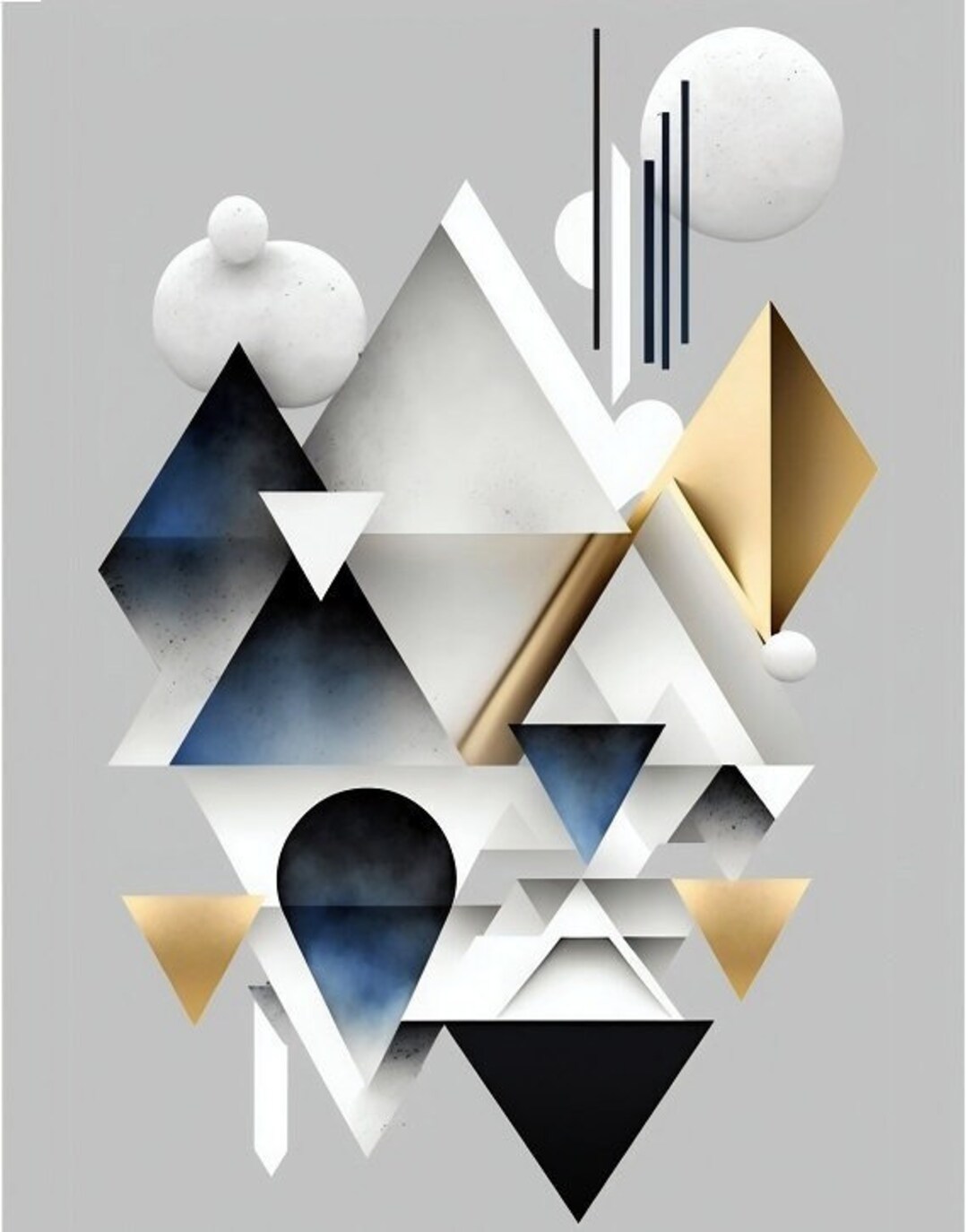 Scandinavian Navy Blue Geometric Art, Modern Printable Wall Art, Home ...