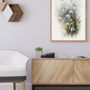 Snowdrop Painting Watercolor Digital Print Wall Decor, Pastel Colors ...
