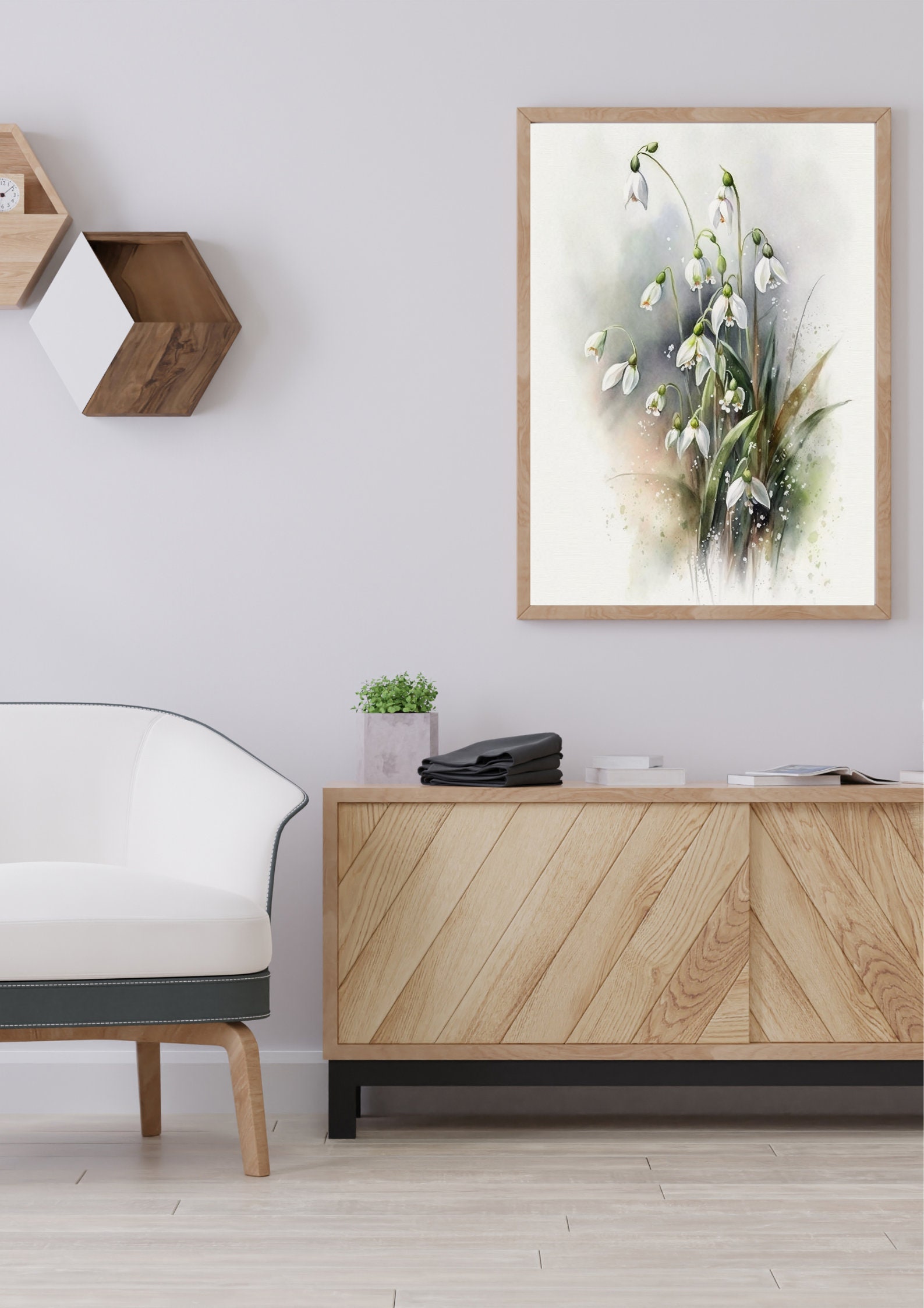 Snowdrop Painting Watercolor Digital Print Wall Decor, Pastel Colors ...